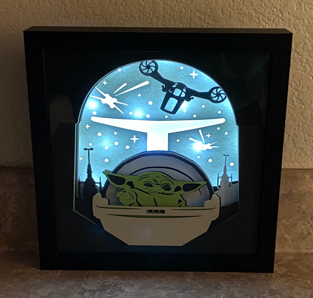 Baby Yoda (grogu) Inspired Lighted Shadow Box - Etsy