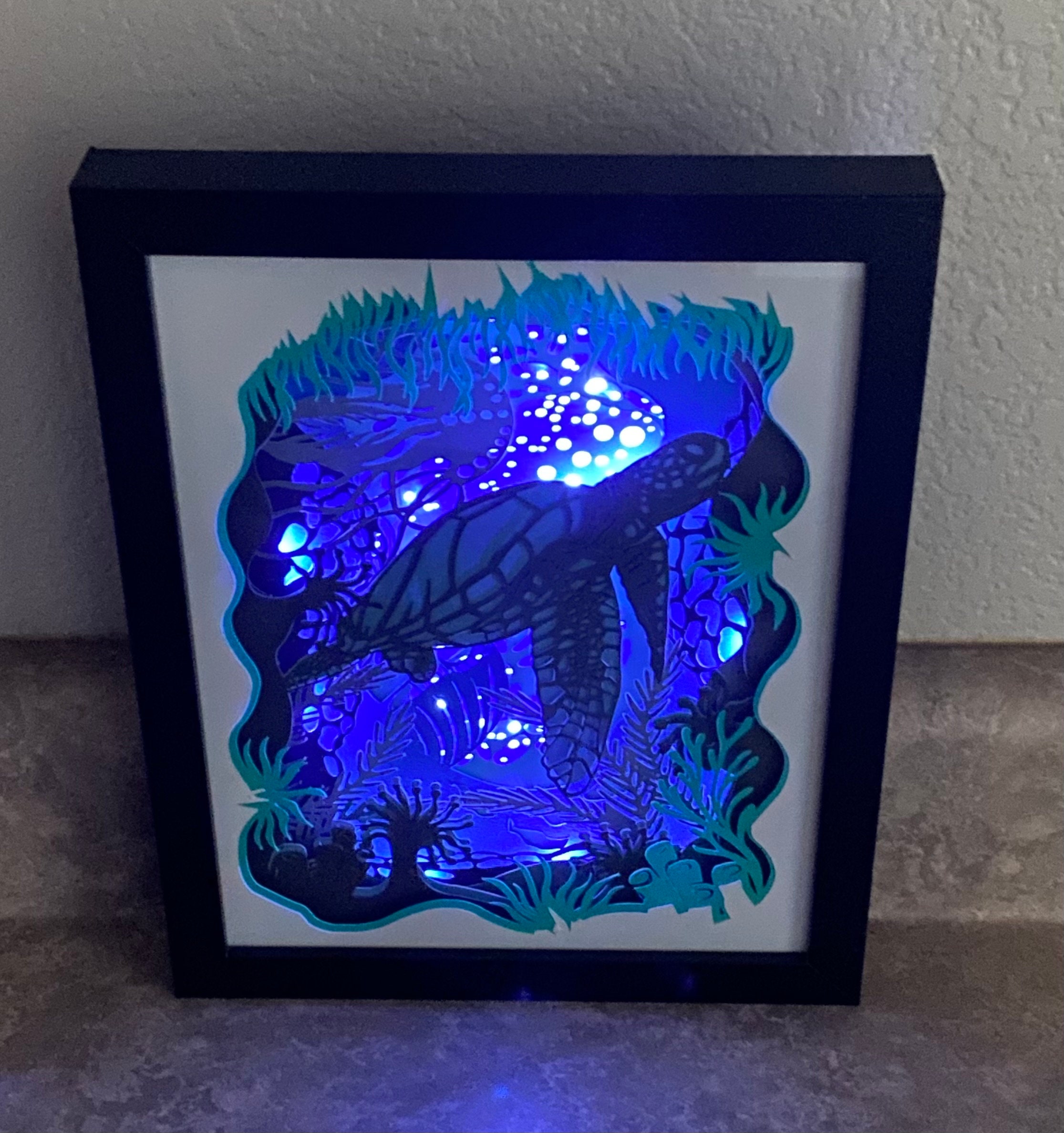 Sea Turtle 3D Lighted Shadow Box Sea Turtles - Etsy