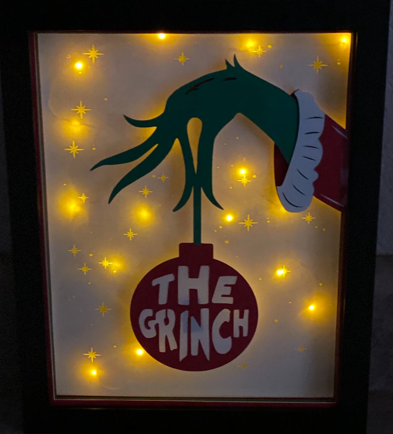 The Grinch Inspired Lighted 3D Shadow Box - Etsy