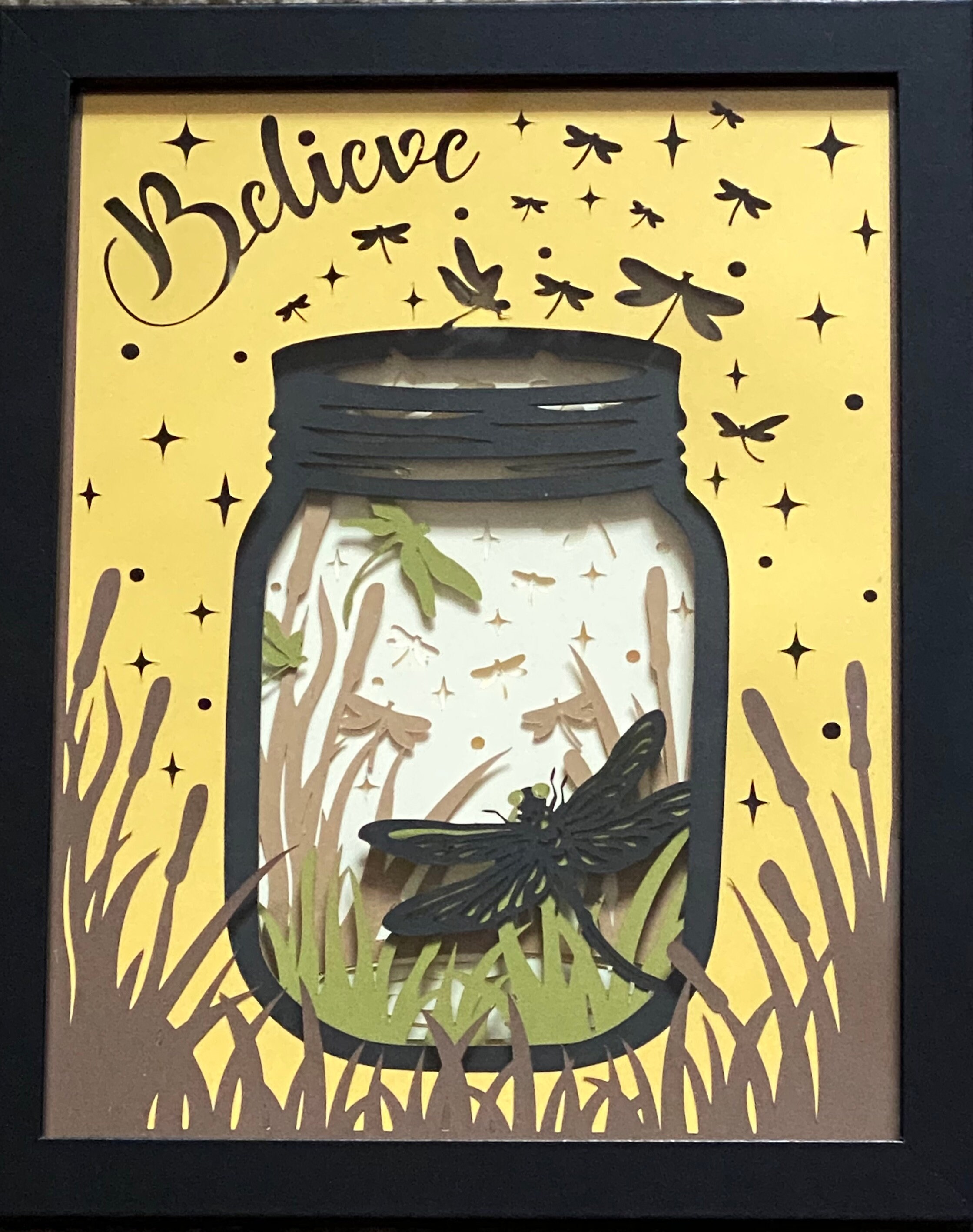 Dragonflies in a Jar Lighted Shadow Box | Etsy