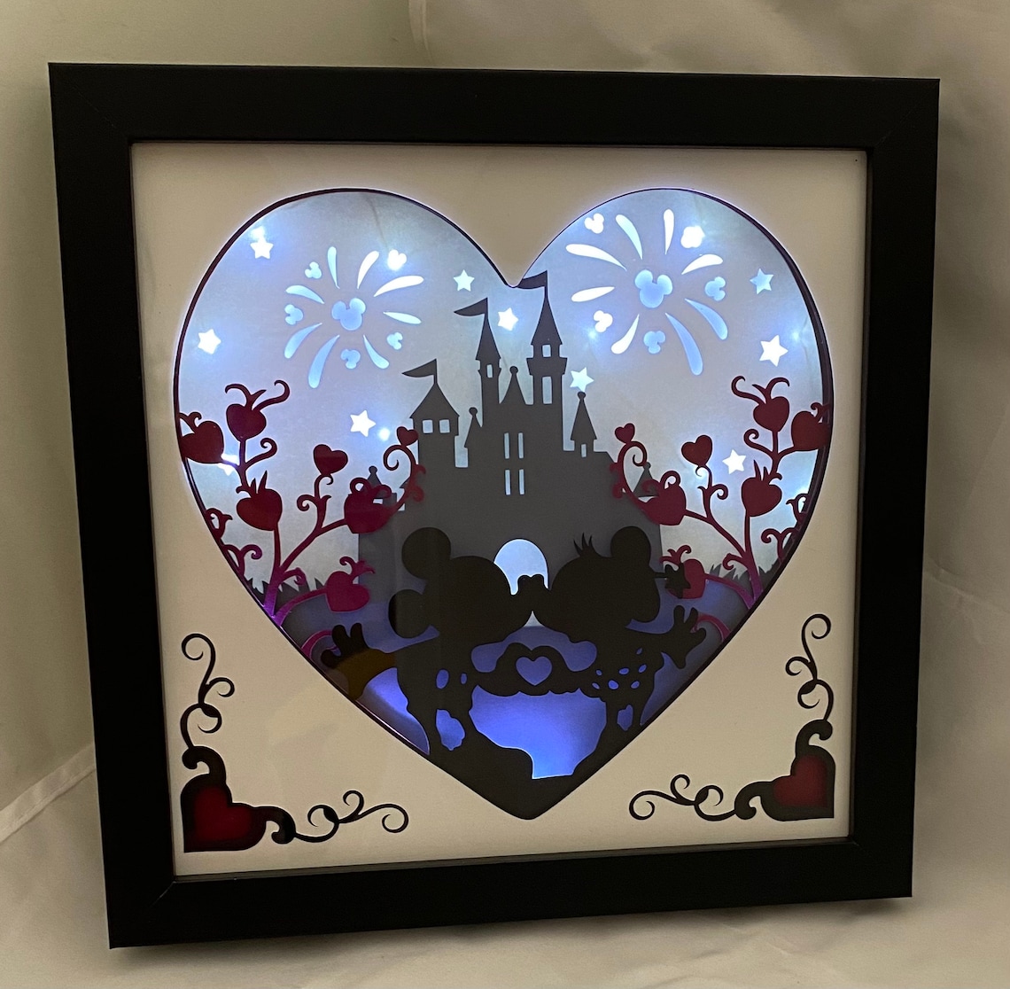 Disney Mickey and Minnie 3d Shadow Box With Lights | Etsy