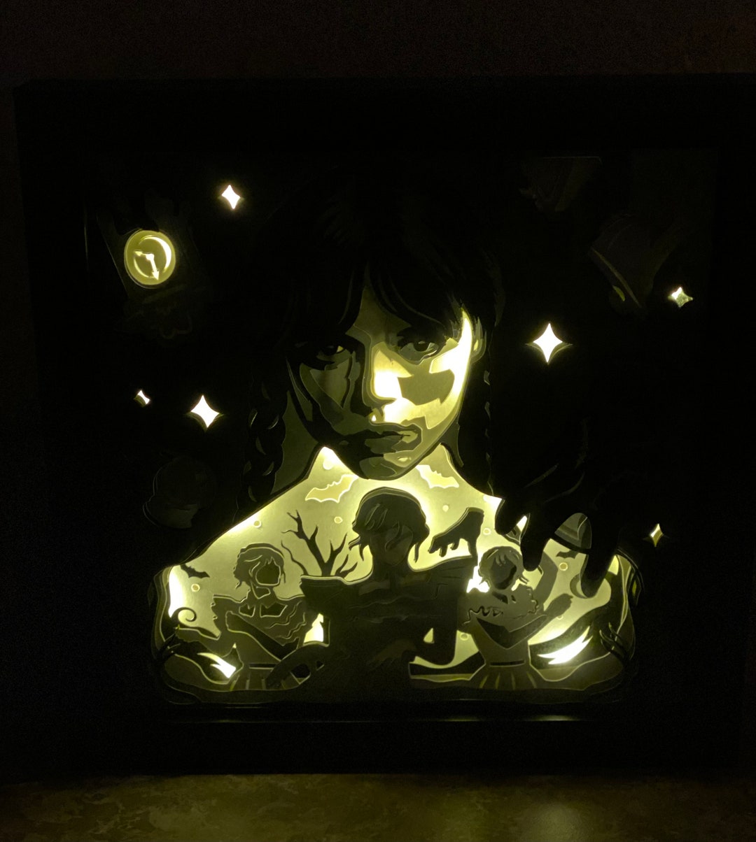 Wednesday Addams Family Inspired Lighted 3D Shadow Box - Etsy