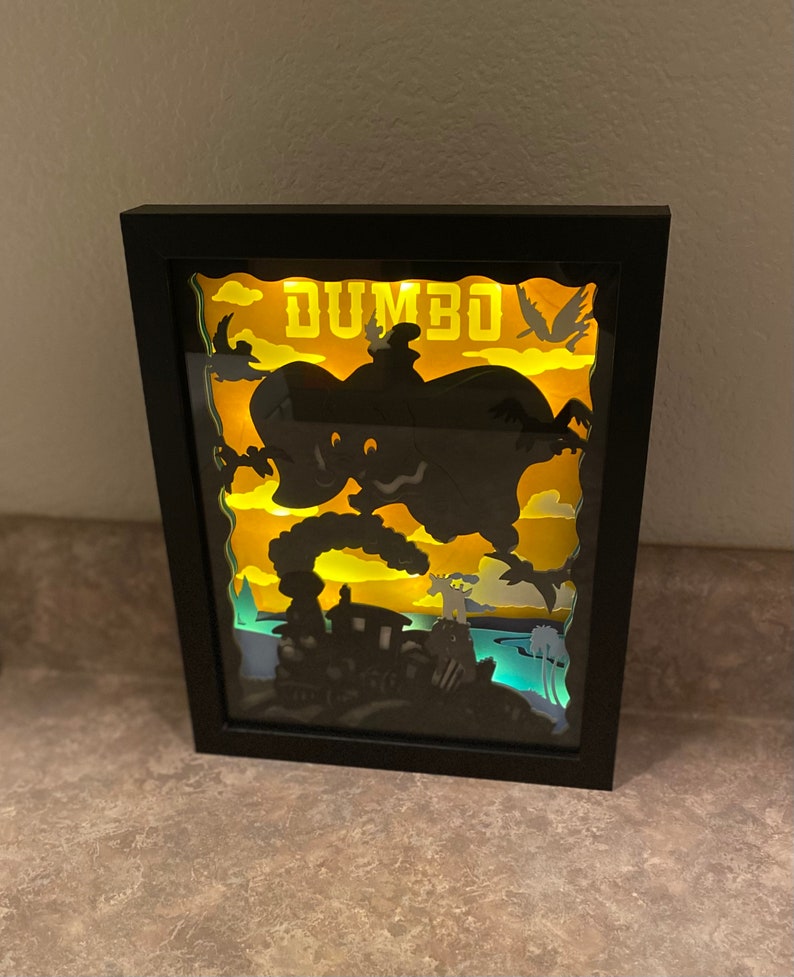 Dumbo Inspired 3D Lighted Shadow Box - Etsy