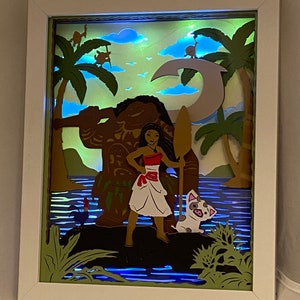 Disney Moana Inspired 3D Lighted Shadow Box - Etsy