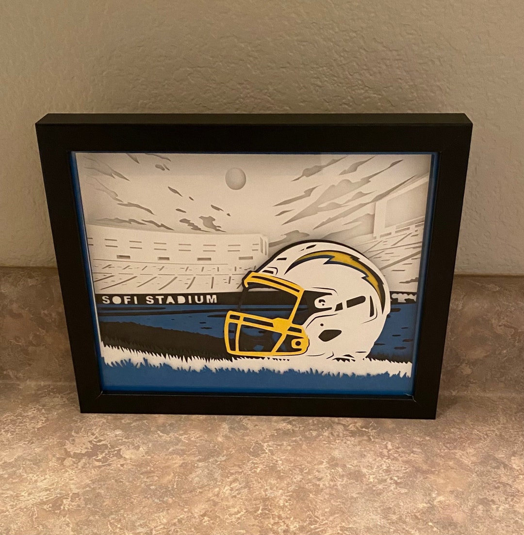 LA Chargers Inspired Lighted Shadow Box Football Fan NFL Fan, Sports ...