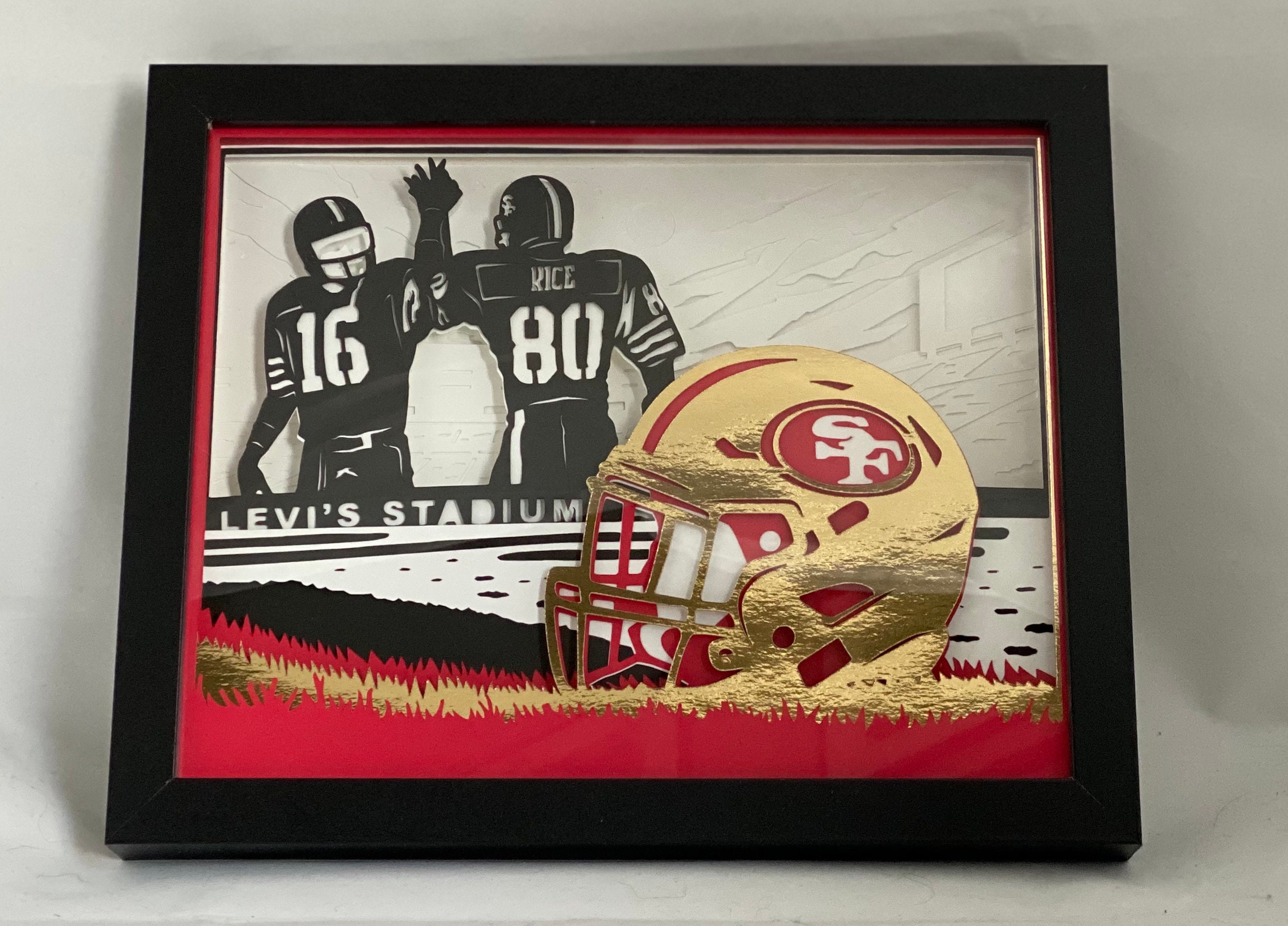 San Francisco 49ers Inspired Lighted Shadow Box With Montana | Etsy