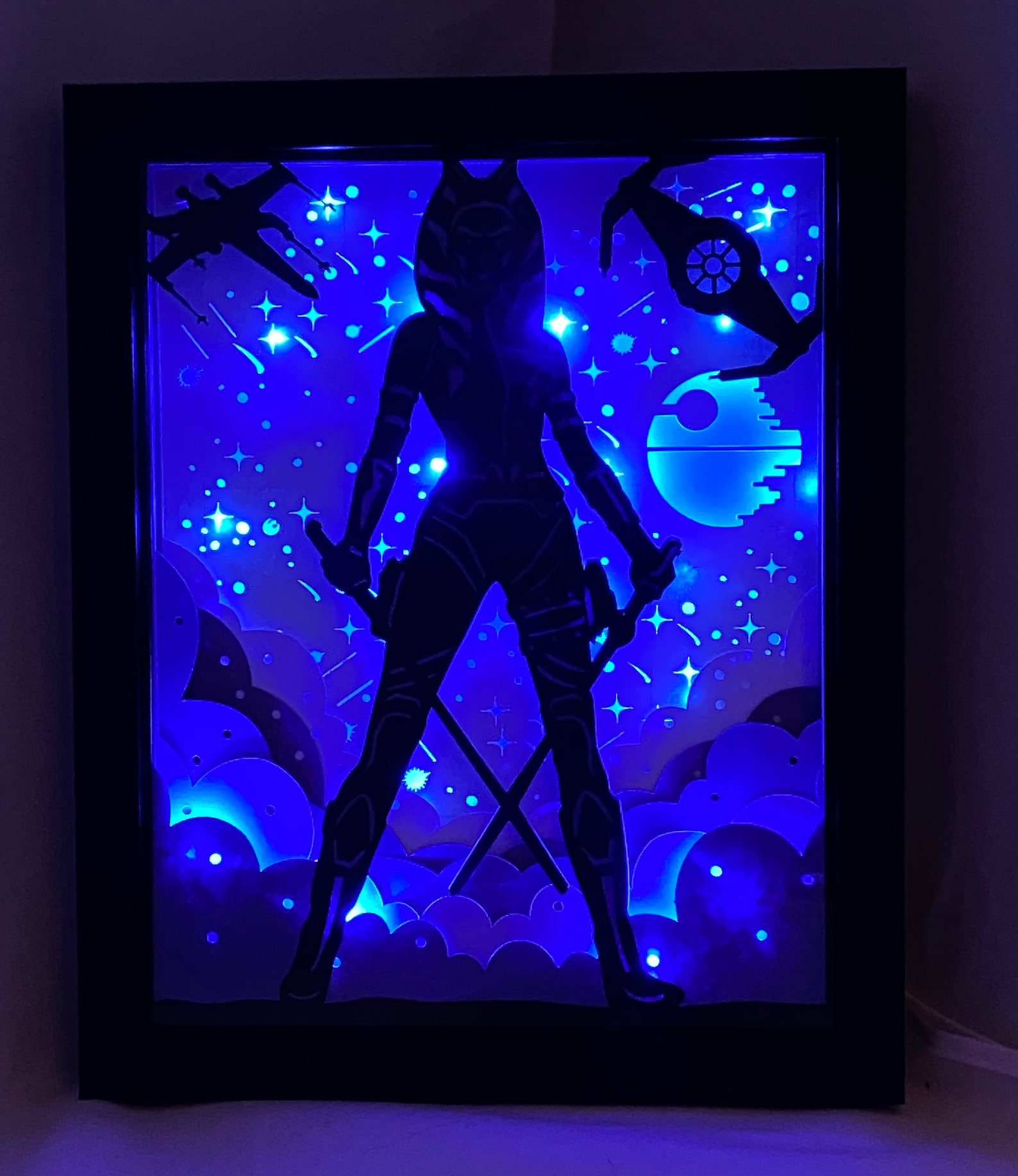 Star Wars Ahsoka Tano Inspired 3D Lighted Shadow Box - Etsy