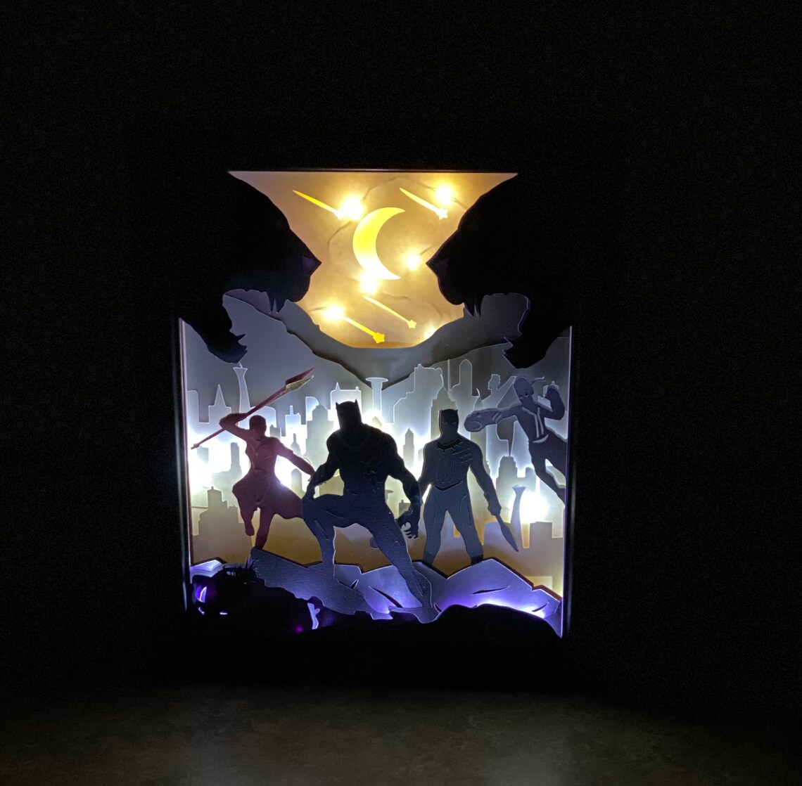 Black Panther 3D Inspired Lighted Shadow Box | Etsy