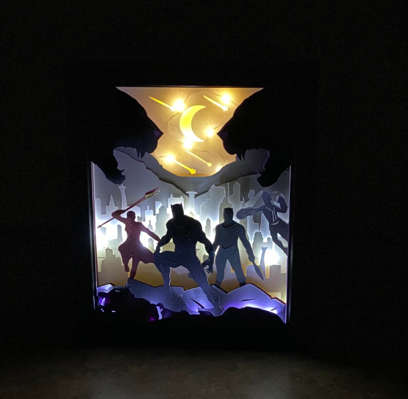 Black Panther 3D Inspired Lighted Shadow Box | Etsy