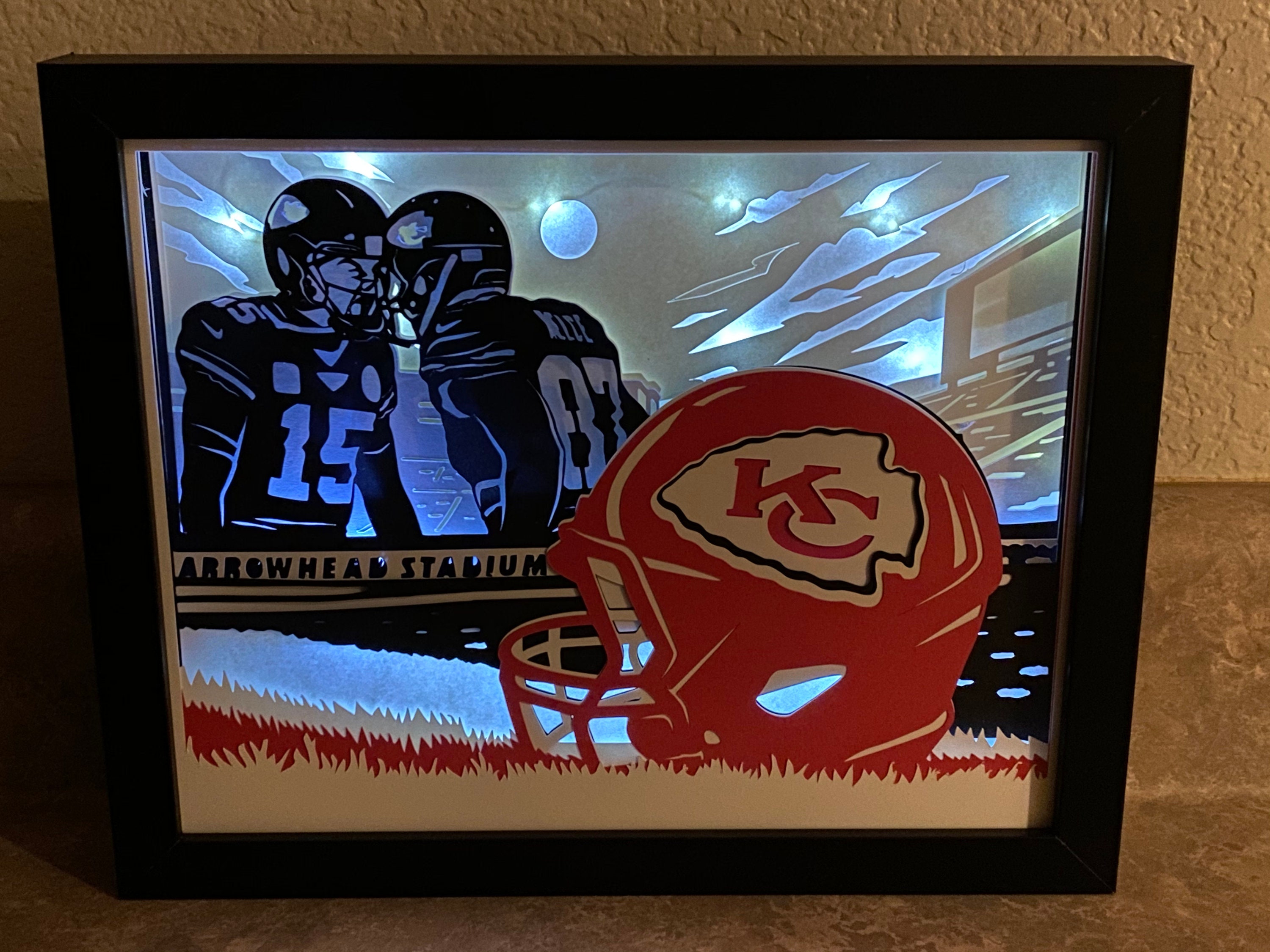 Kansas City Chiefs inspired lighted shadowbox | Etsy