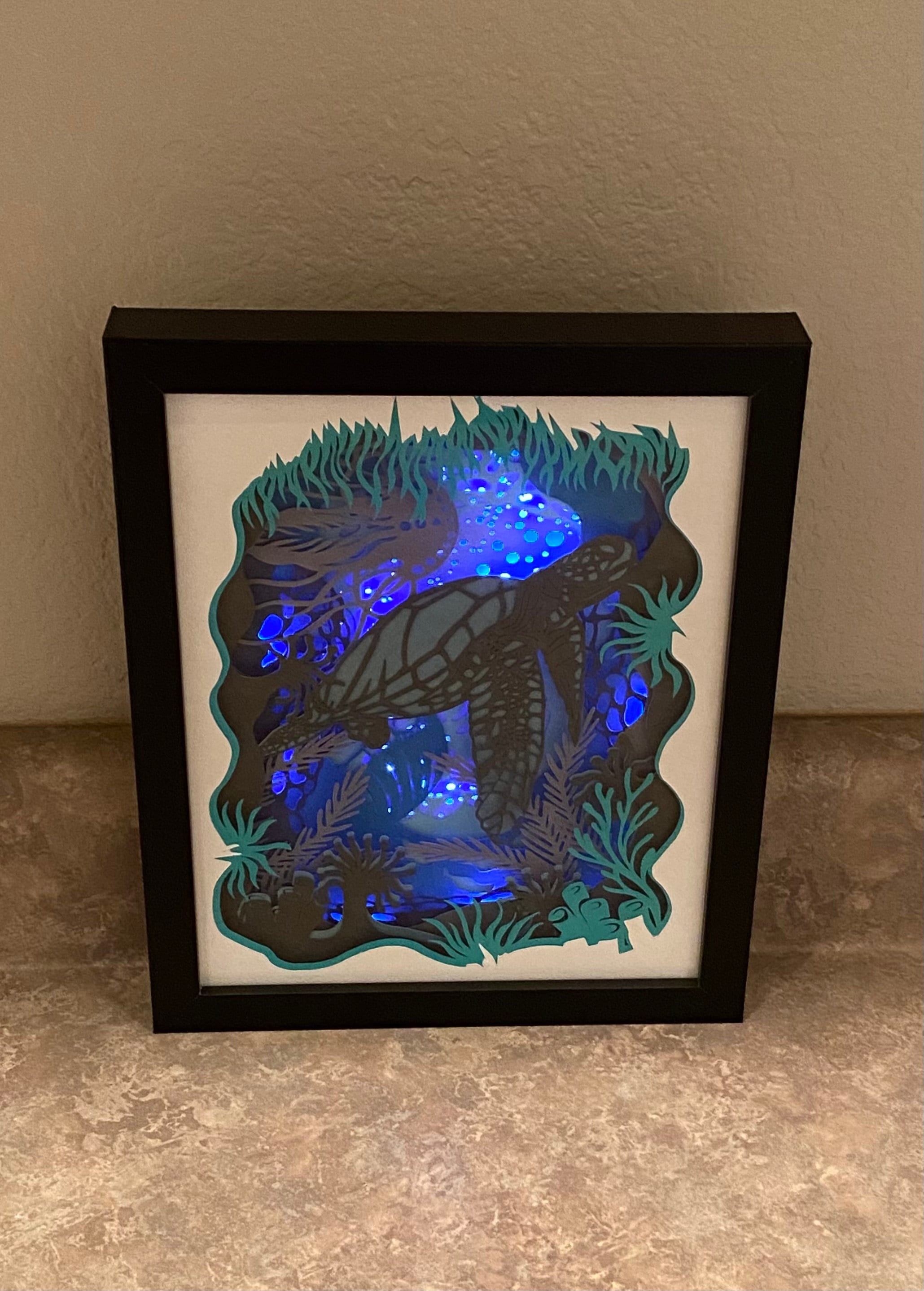 Sea Turtle 3D Lighted Shadow Box Sea Turtles - Etsy