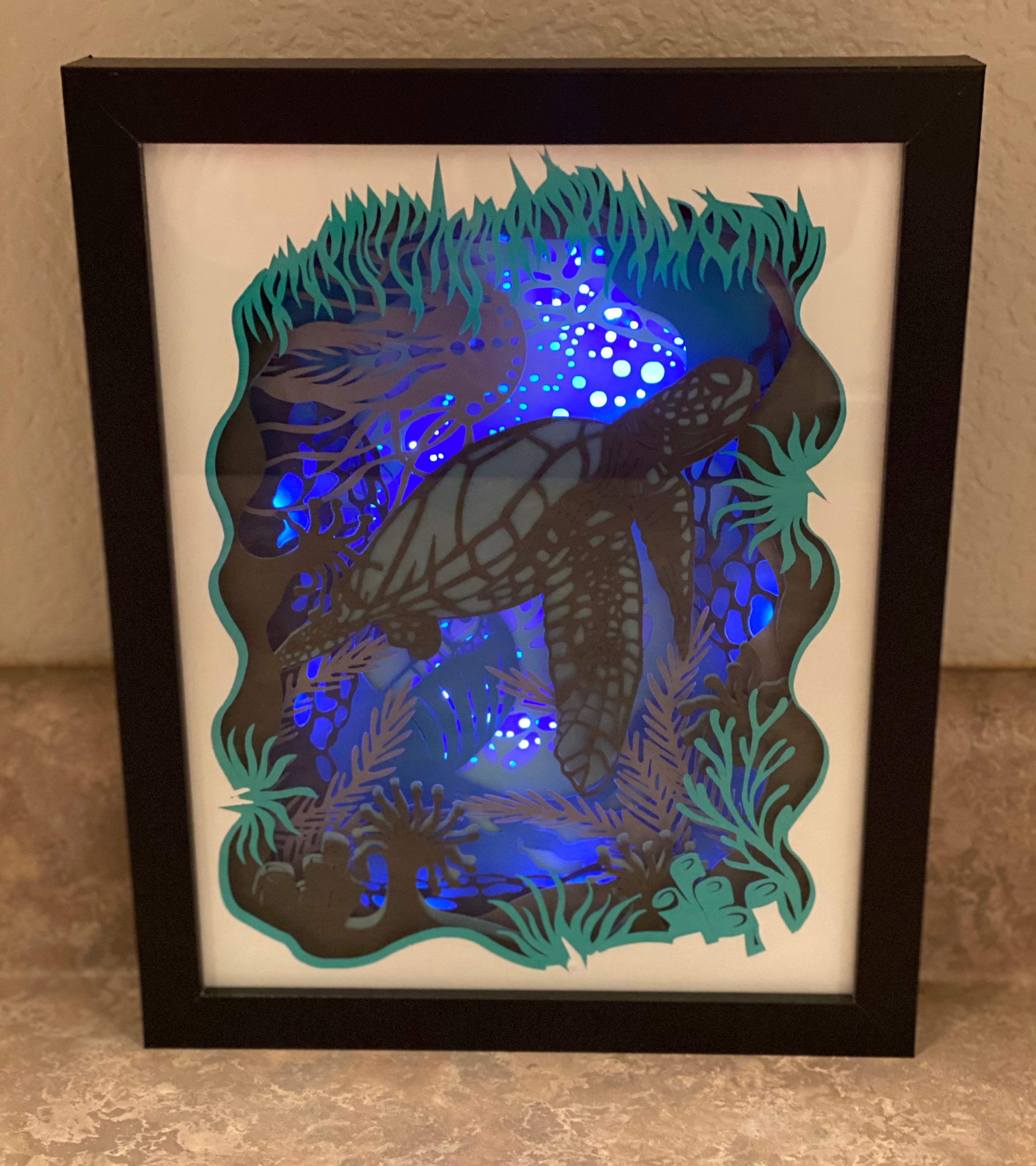 Sea Turtle 3D Lighted Shadow Box Sea Turtles - Etsy