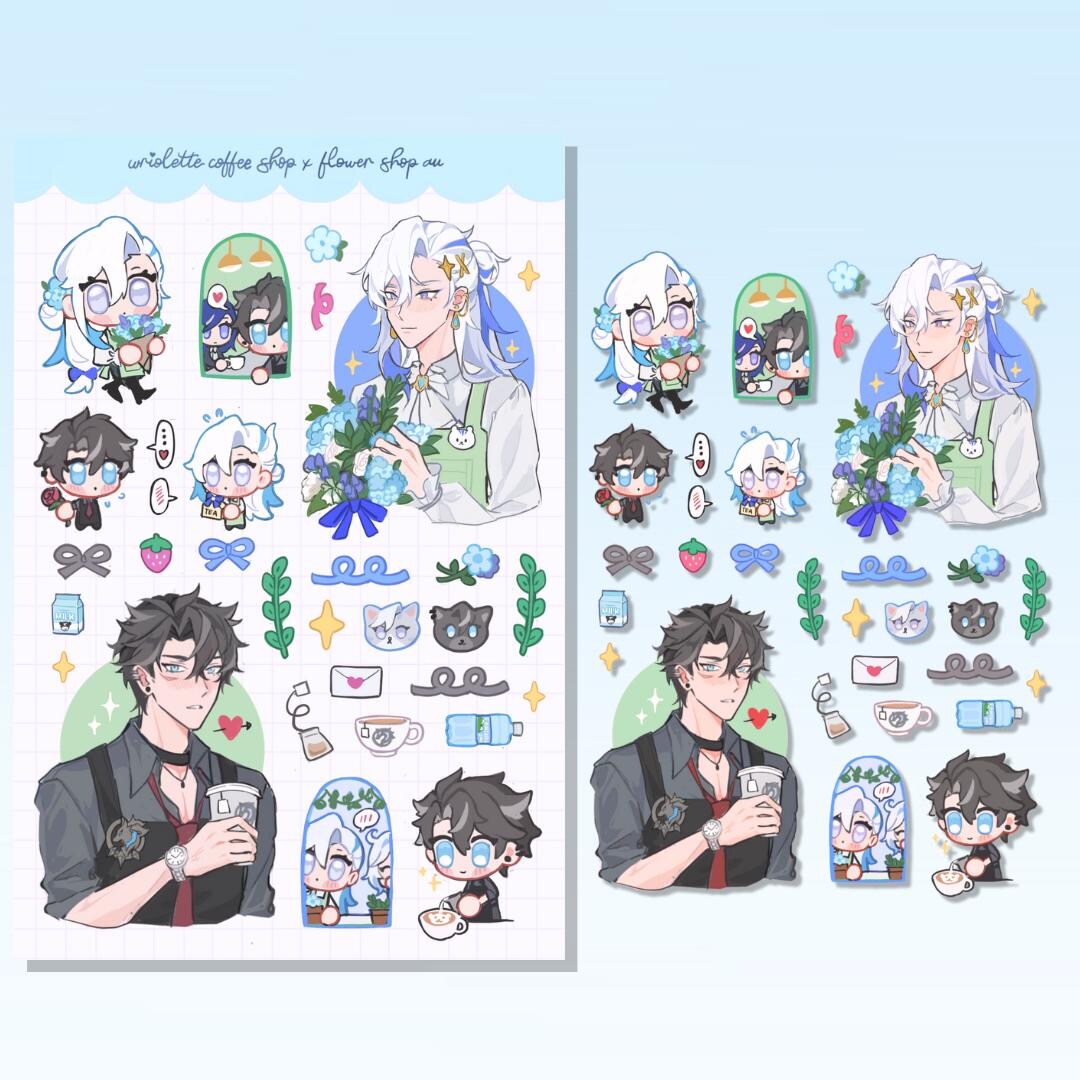 Genshin Impact | Wriothesley & Neuvillette Clear Sticker Sheet - Etsy