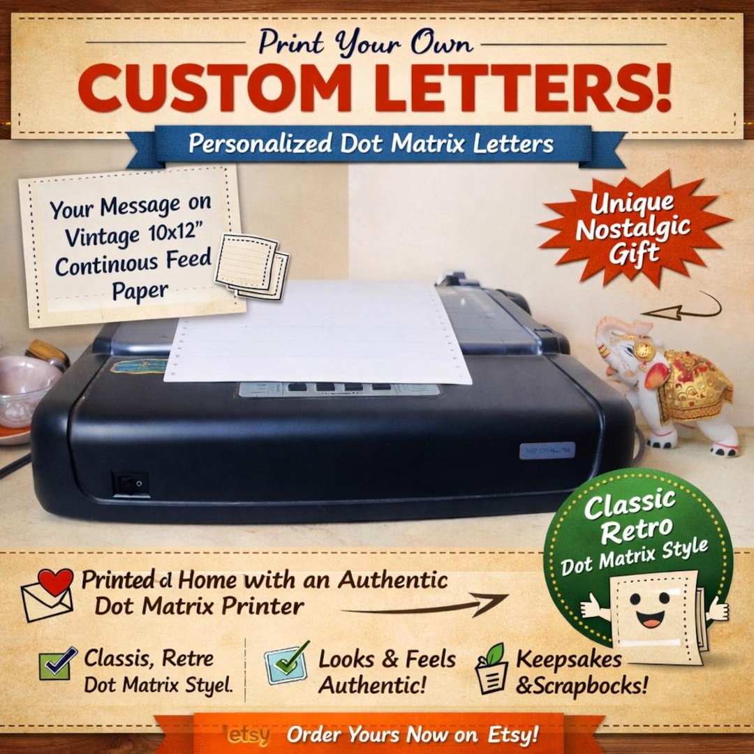 Vintage Dot Matrix Printer Letter | Custom Typewriter Style Message ...