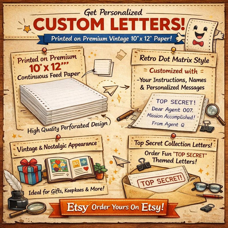 Vintage Dot Matrix Printer Letter | Custom Typewriter Style Message ...
