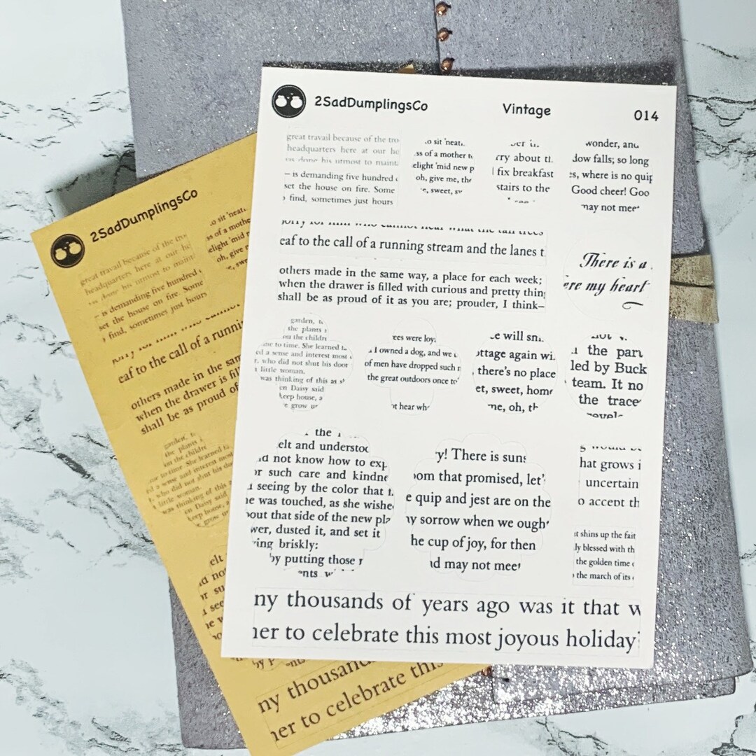 Vintage Text Stickers / Words and Letters / Easy Peel Scrapbook and ...