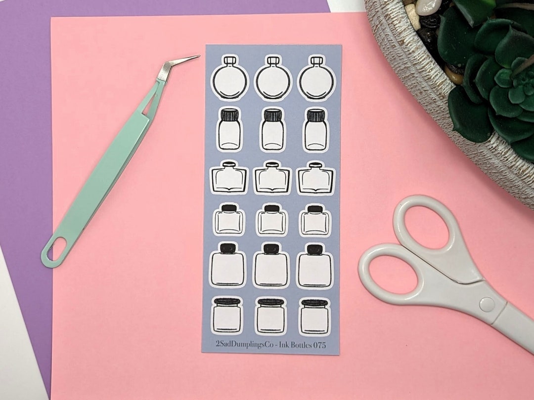 Ink Bottle Stickers / Illustrated Glass Jars / Miniature Container ...