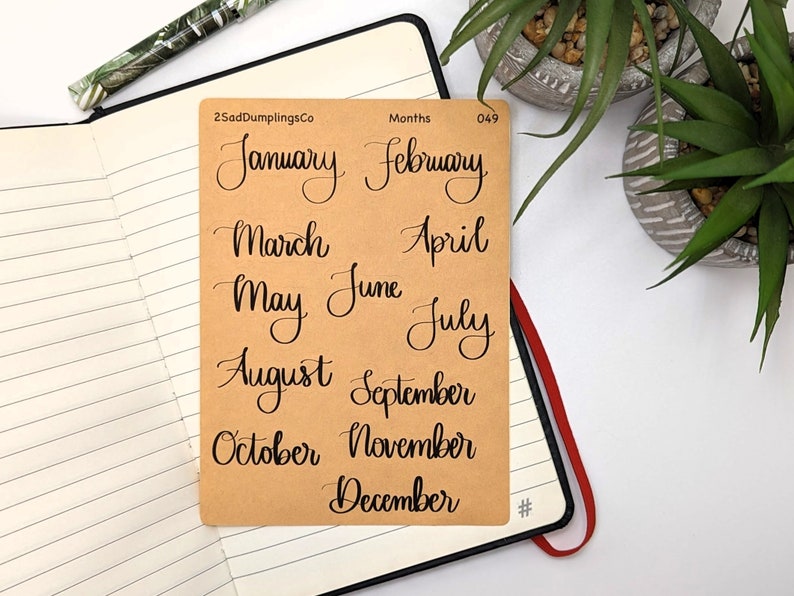 Handwritten Months Stickers | Script | Cursive Lettering | Calligraphy ...