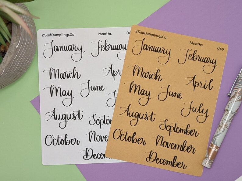 Handwritten Months Stickers | Script | Cursive Lettering | Calligraphy ...