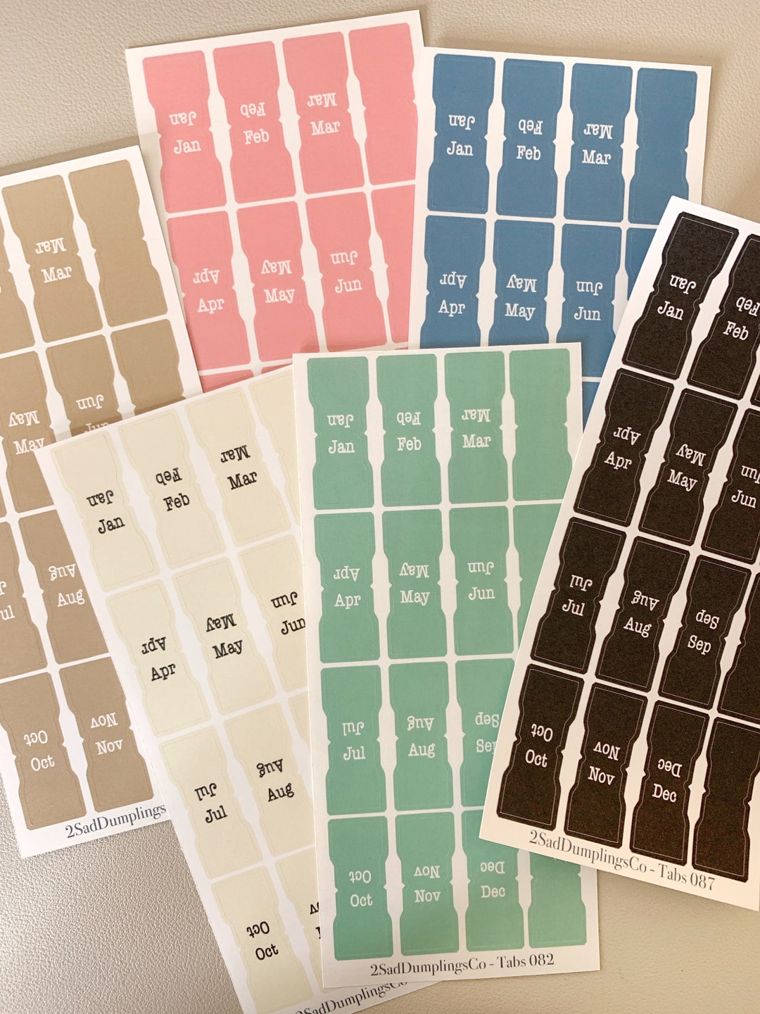 Planner Tabs for A5, A6, Travelers / Month Tab Stickers / Organizing ...