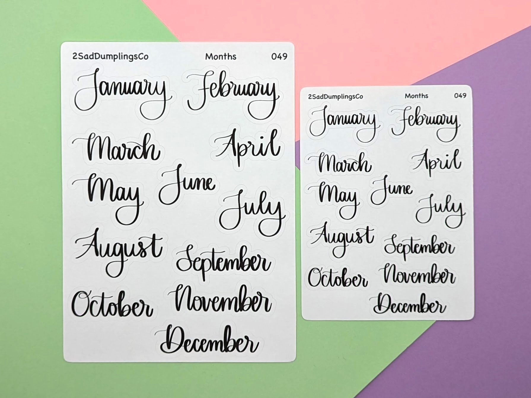 Handwritten Months Stickers | Script | Cursive Lettering | Calligraphy ...
