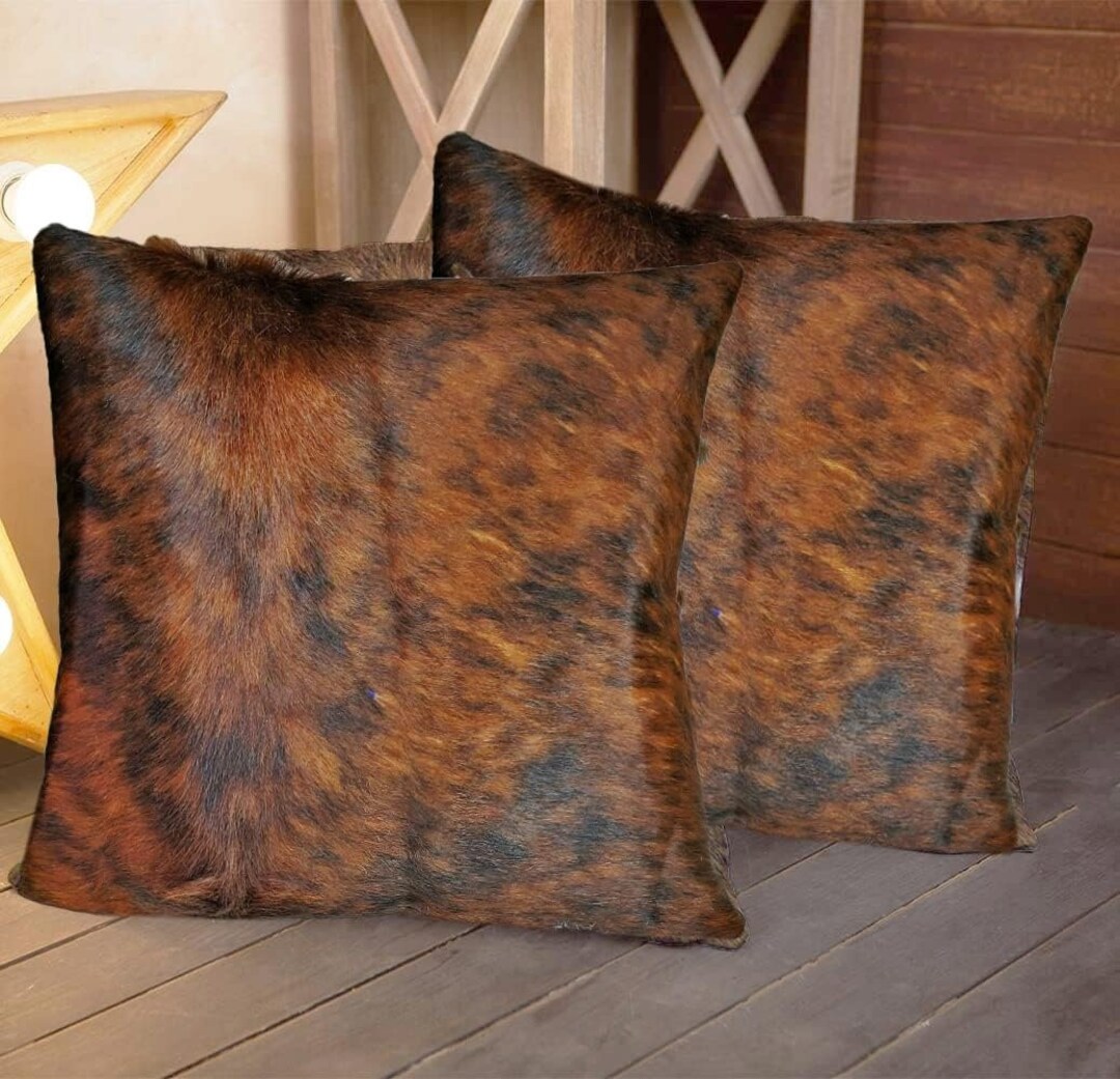 Cowhide Pillow Cover Brindle Cowhide Cushion Natural Hair on Throw ...