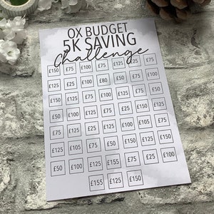 5K Cash Savings Challenge Tracker Money Cash Budgeting 52 - Etsy