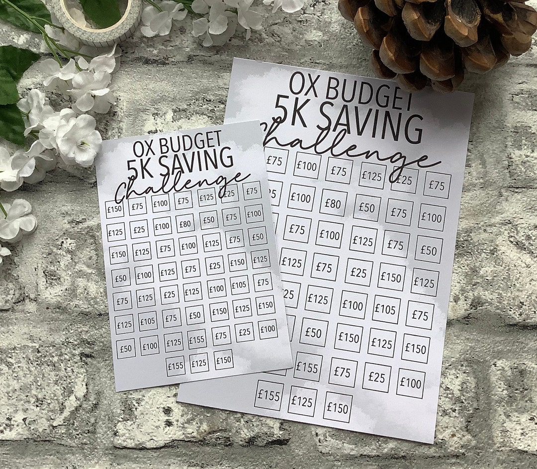 5K Cash Savings Challenge Tracker Money Cash Budgeting 52 - Etsy