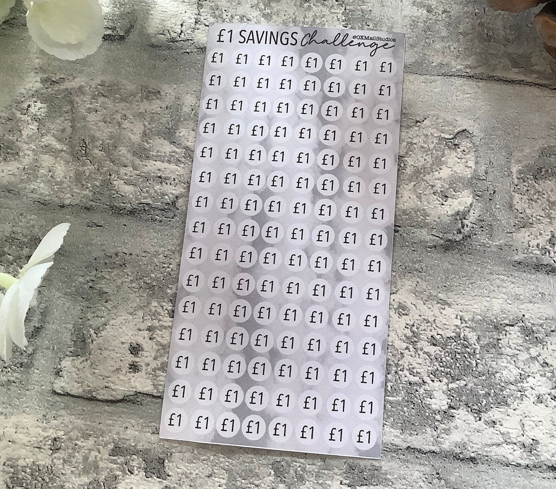 One Pound Cash Savings Challenge Tracker Money Cash - Etsy