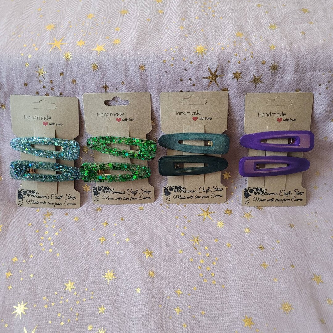 Set of 2 Hair Clips, Colourful Hair Grips, Accessories, Glitter Clips ...