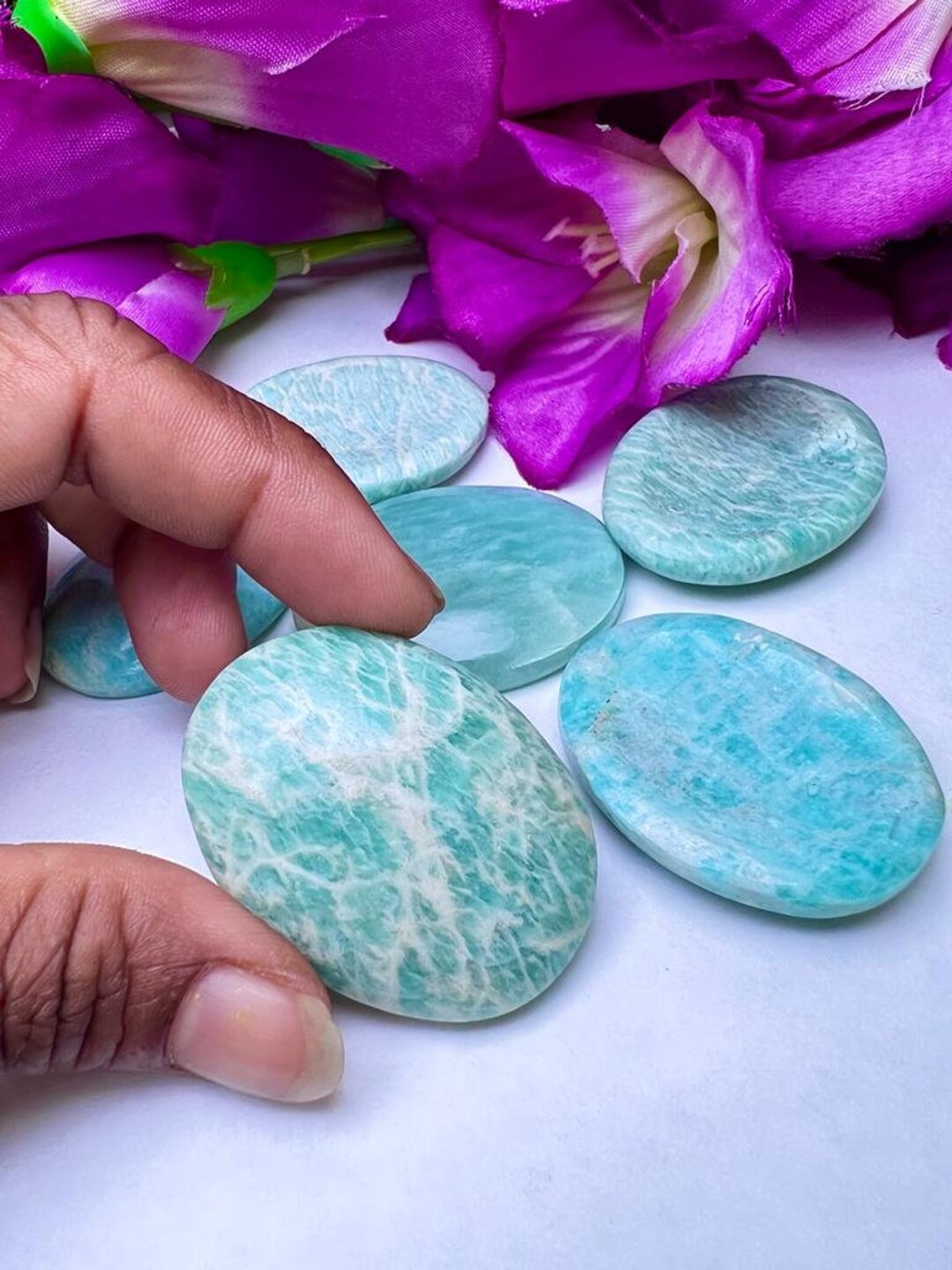 Amazonite Oval Shape Worry Stone-pocket Palm Stone Thumb Stone, Healing Worry Stone, Chakra ...