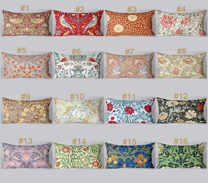 15 Size Options William Morris Lumbar Pillow Cover - Multiple Vintage ...