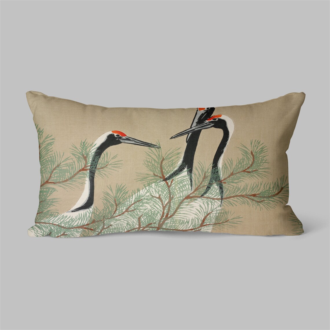 Crane Throw Pillow Cover - Chinoiserie Cushion Cover - Oriental Decor ...