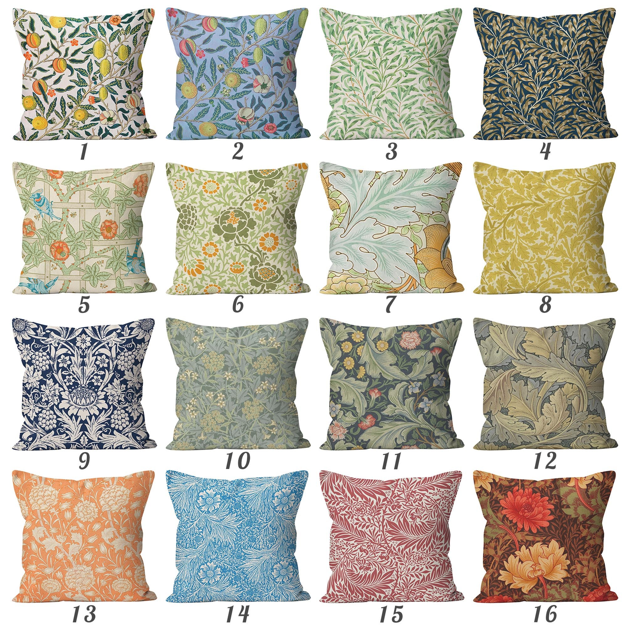 William Morris Throw Pillow Cover in 7 Sizes, Morris Art Square ...