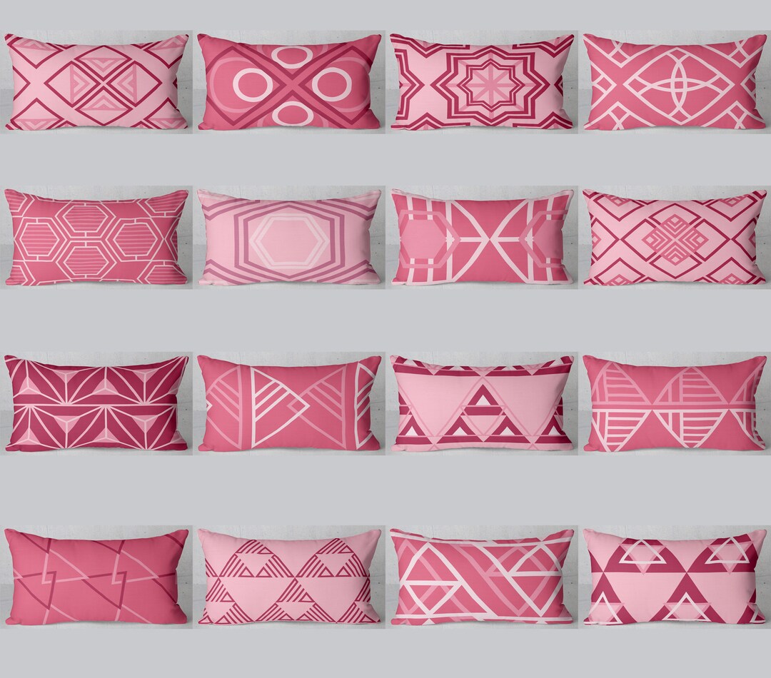 16 Types Pink Geometric Pattern Throw Pillow Cover - Modern Art Linen ...