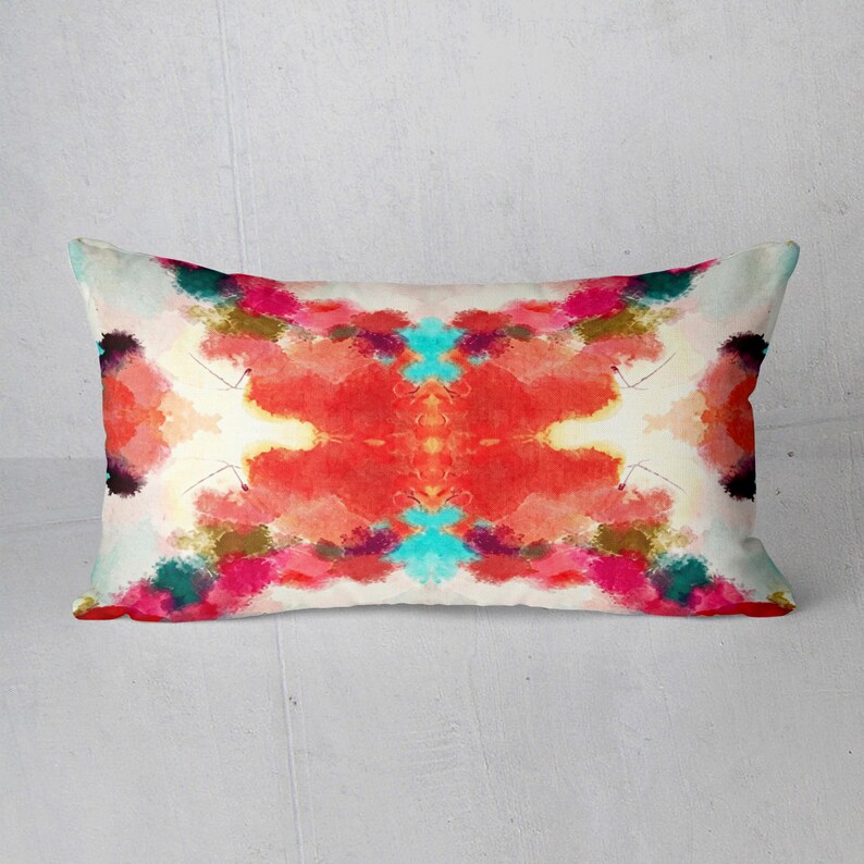 Modern Art Abstract Lumbar Pillow Cover - Colorful Watercolor Tie Dye ...