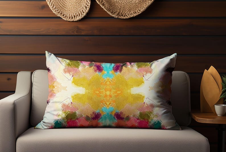 Modern Art Abstract Lumbar Pillow Cover - Colorful Watercolor Tie Dye ...