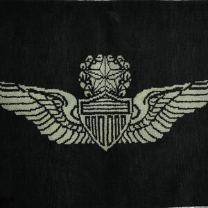 United States Aviator Badge Rug WWII Aviator Wings Black and Gray ...