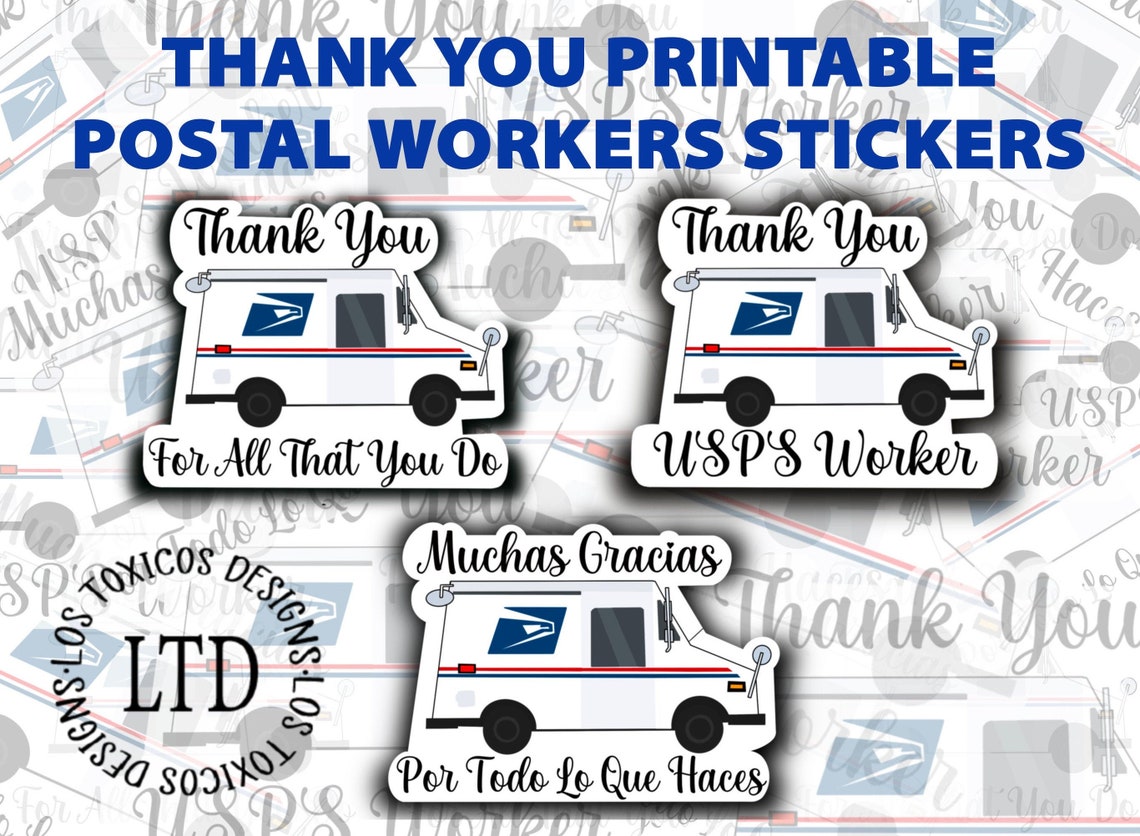 Printable Thank You Postal Worker Stickers | Thank You USPS Worker ...