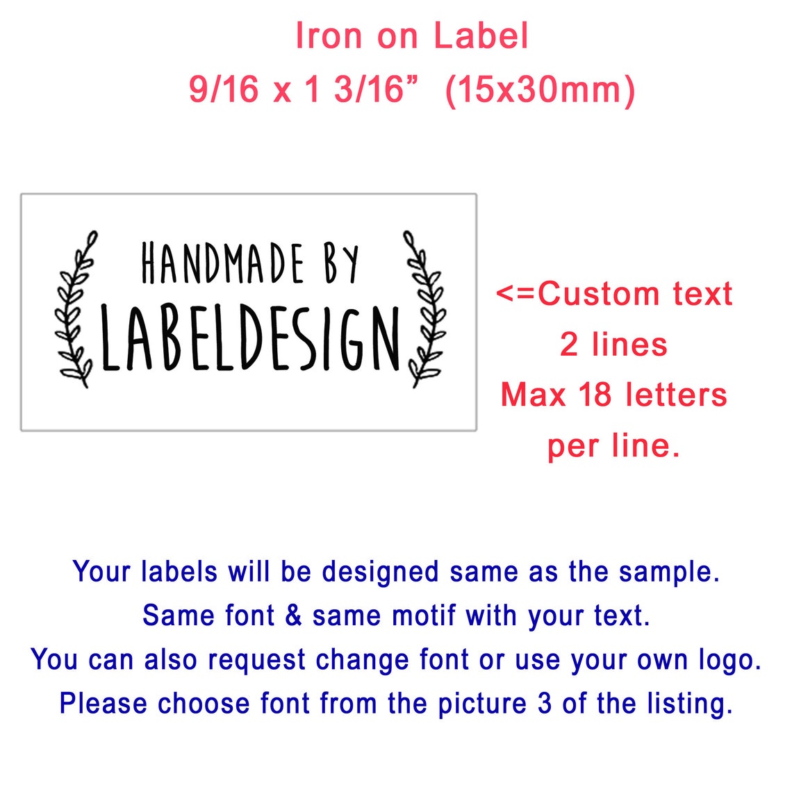 100-1000 Pcs Iron on Labels Custom Clothing Fabric Label - Etsy