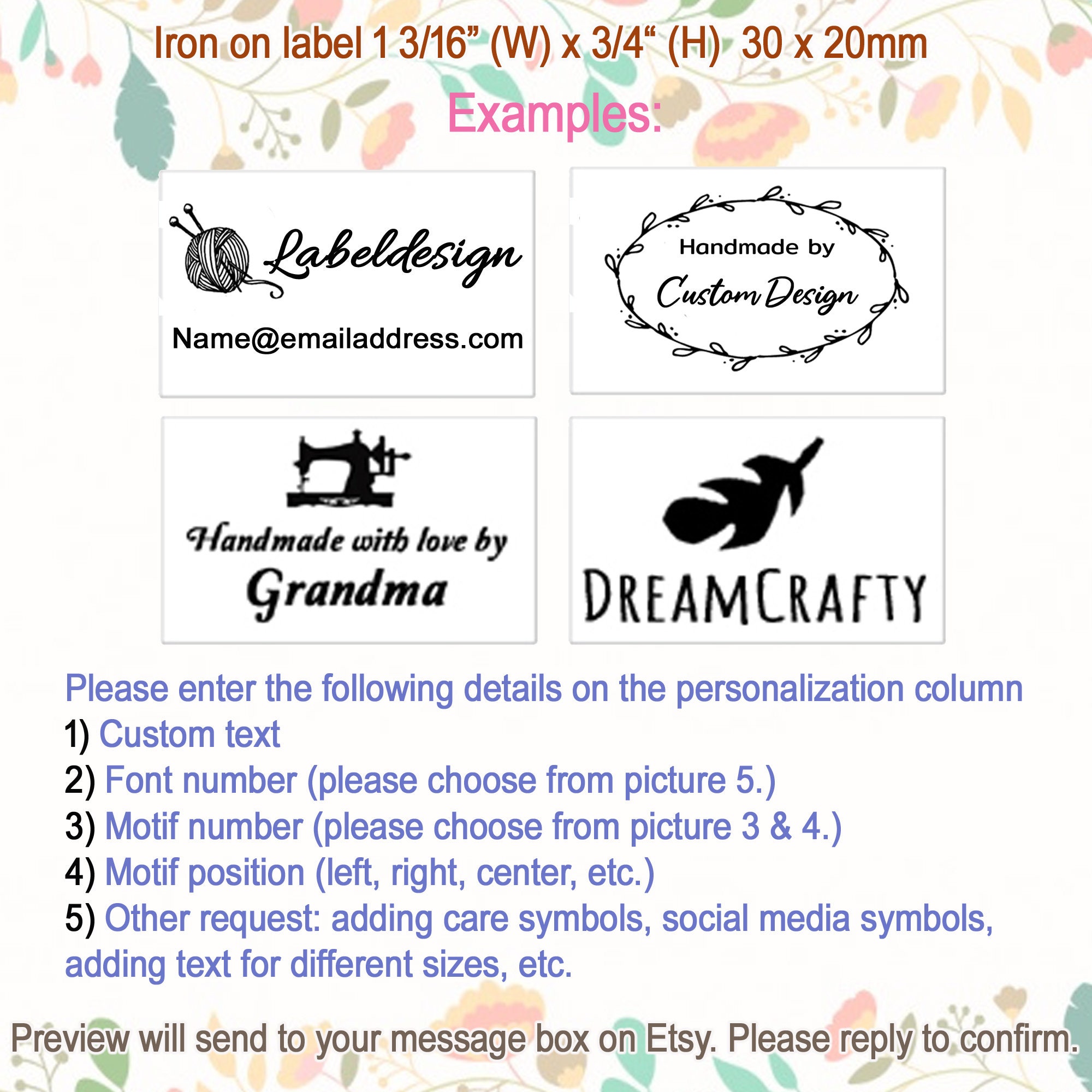 Set of 100pcs Personalized Iron on Labels Custom Clothing | Etsy