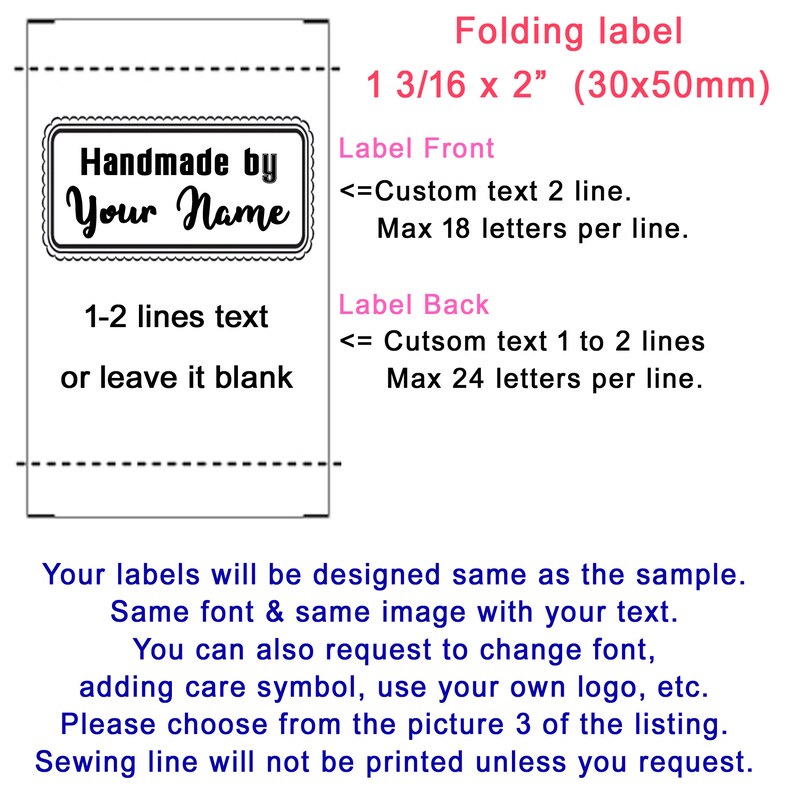 100-1000 Pcs Custom Clothing Label Sewing Fold Over Label - Etsy