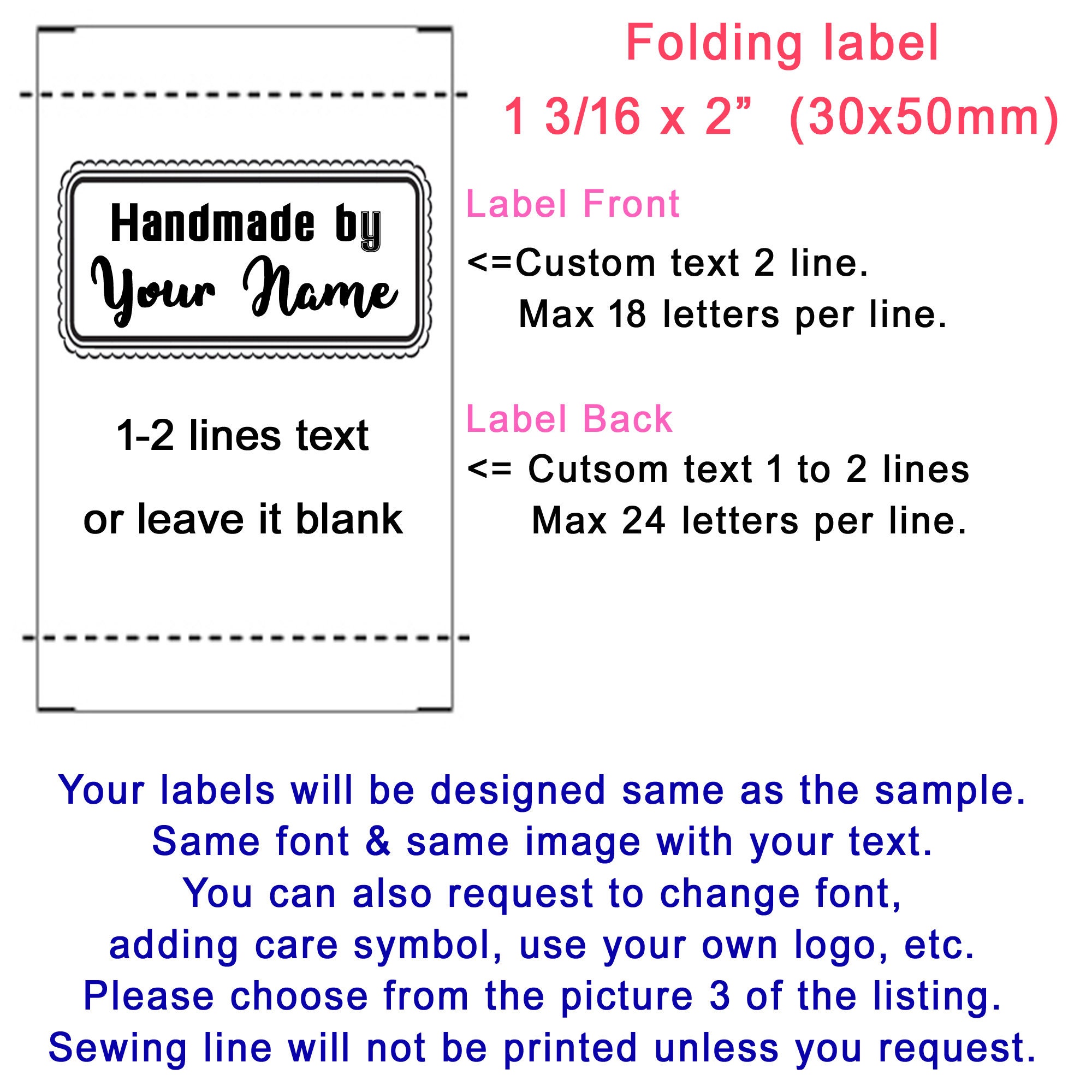 100-1000 pcs Custom Clothing label sewing fold over label | Etsy