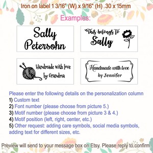 Qty 100 Personalized Iron on Labels Custom Clothing Label Fabric Label ...