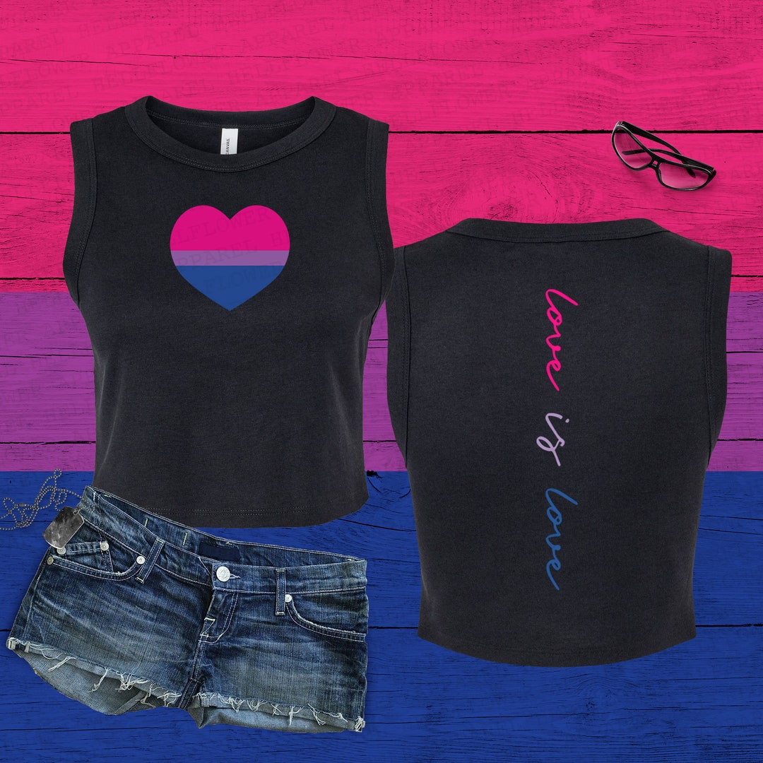 LGBT Heart Flag Micro Rib Crop Muscle Tank, Bisexual Love is Love ...