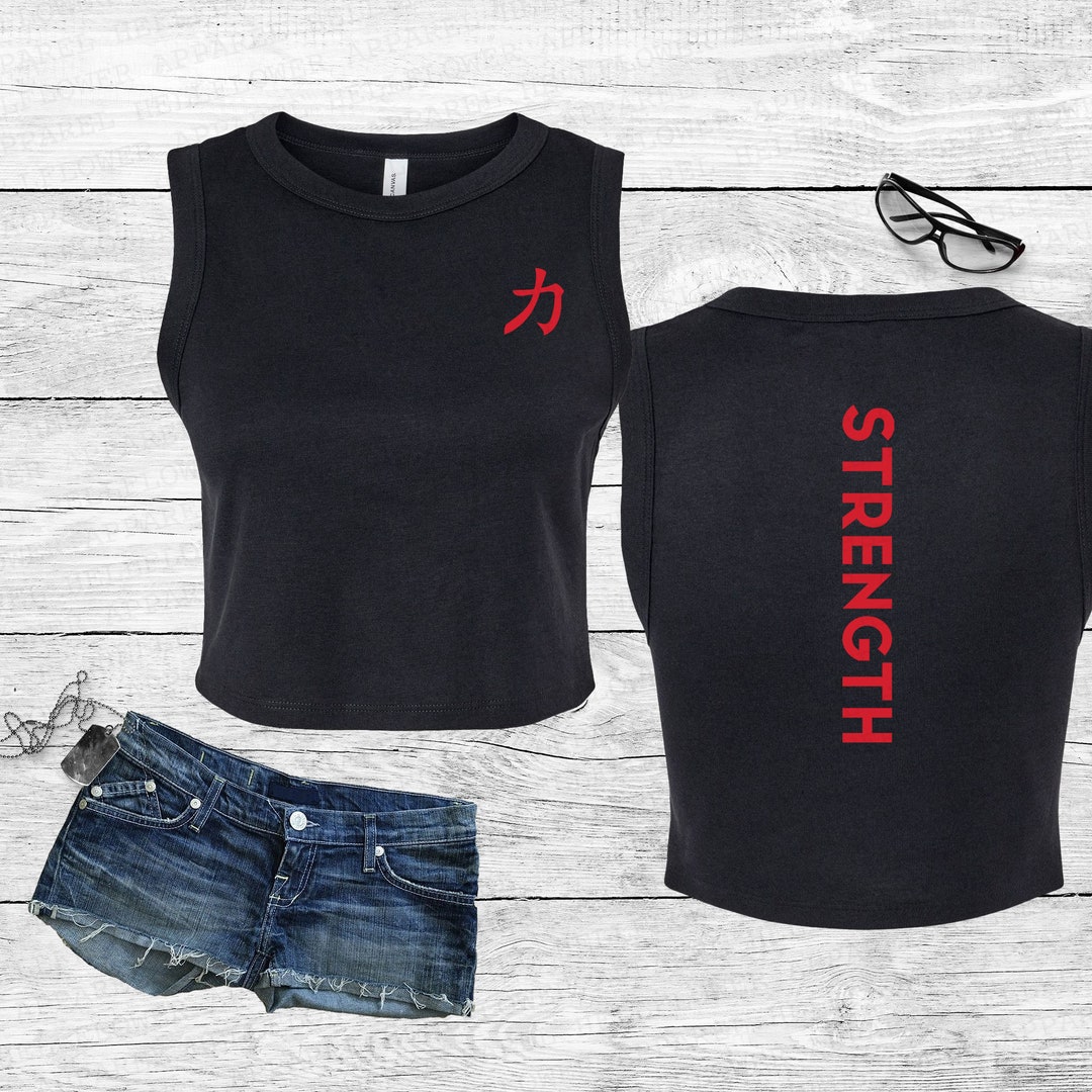 Strength Micro Rib Muscle Crop Tank Women's Stretch Fit Crop Top ...
