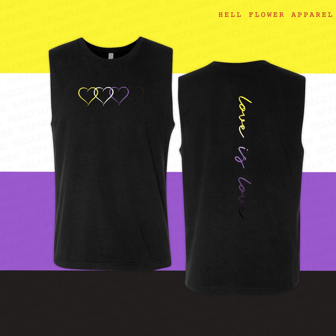 Non-binary Hearts Unisex Muscle Tank, Enby Heart Love Wins Jersey Top ...