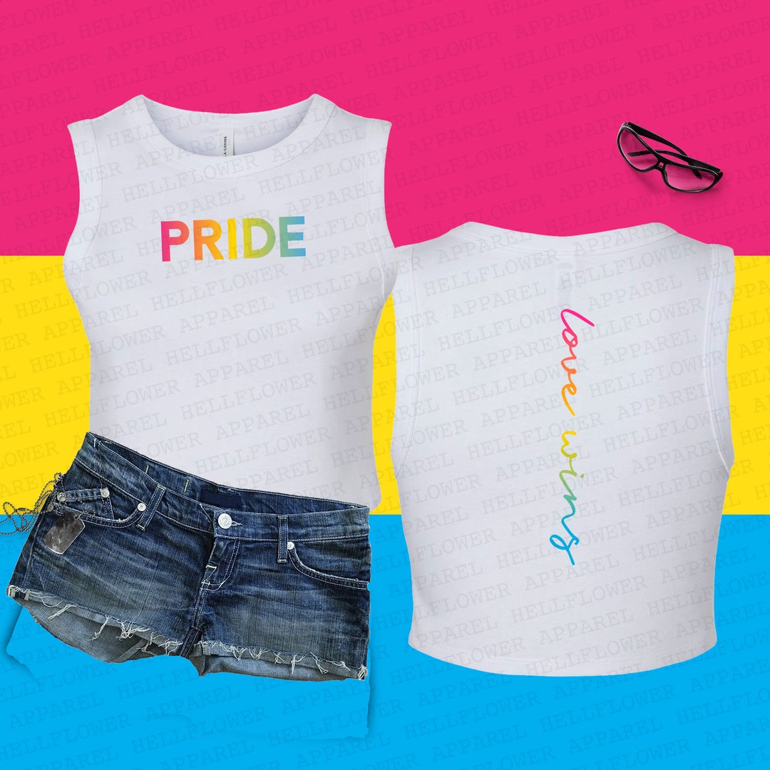 Pan Pride Micro Rib Crop Muscle Tank Pan Love is Love Muscle - Etsy