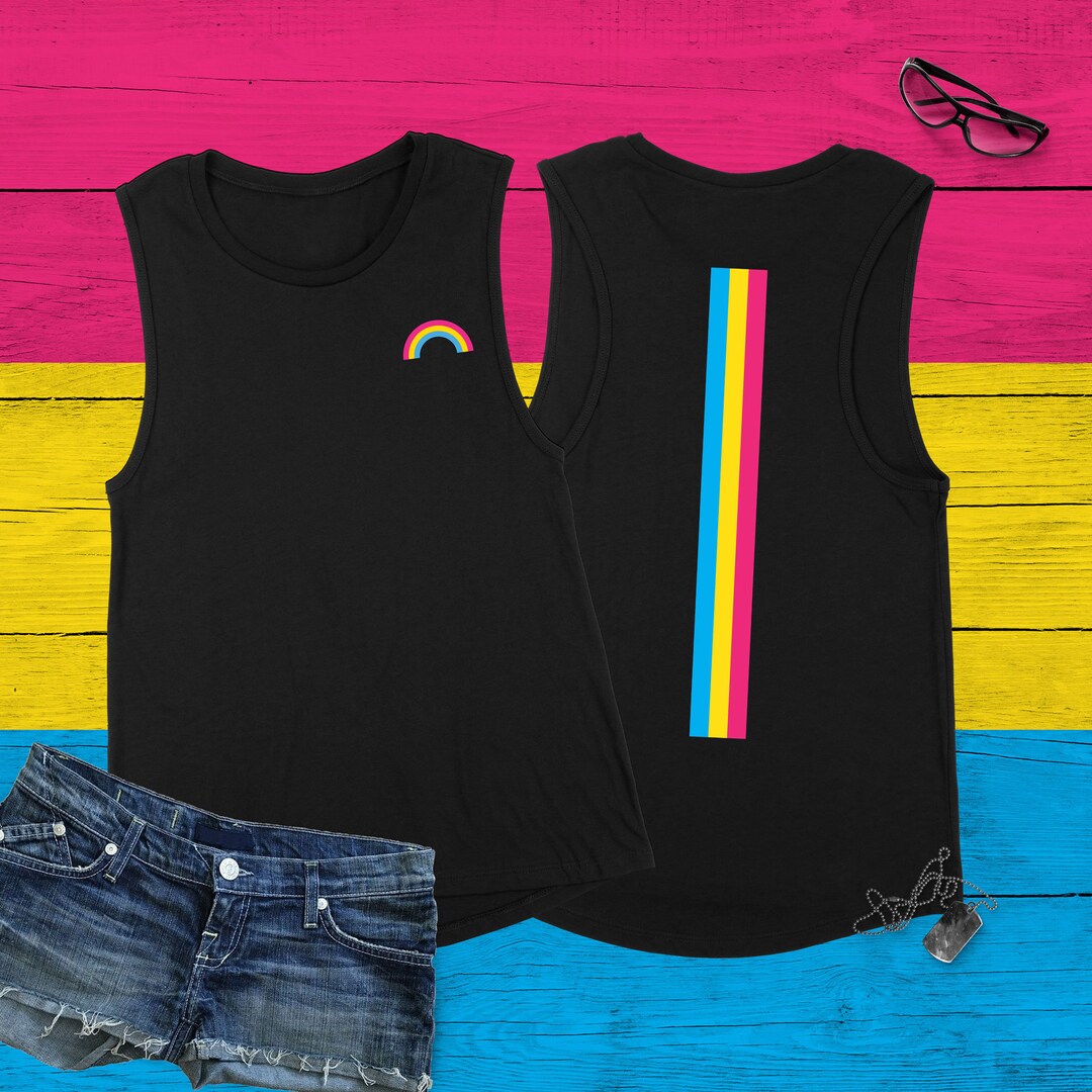 Pansexual Rainbow Flag Jersey Muscle Tank - Pansexual Pride Tank Top ...