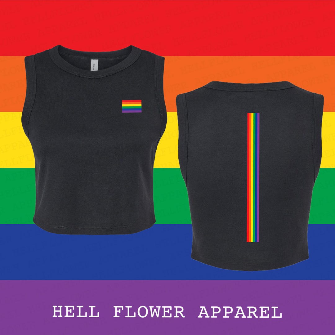Gay Pride Muscle Crop Tank, Micro Ribbed Gay Flag, Love Wins Baby Tee ...